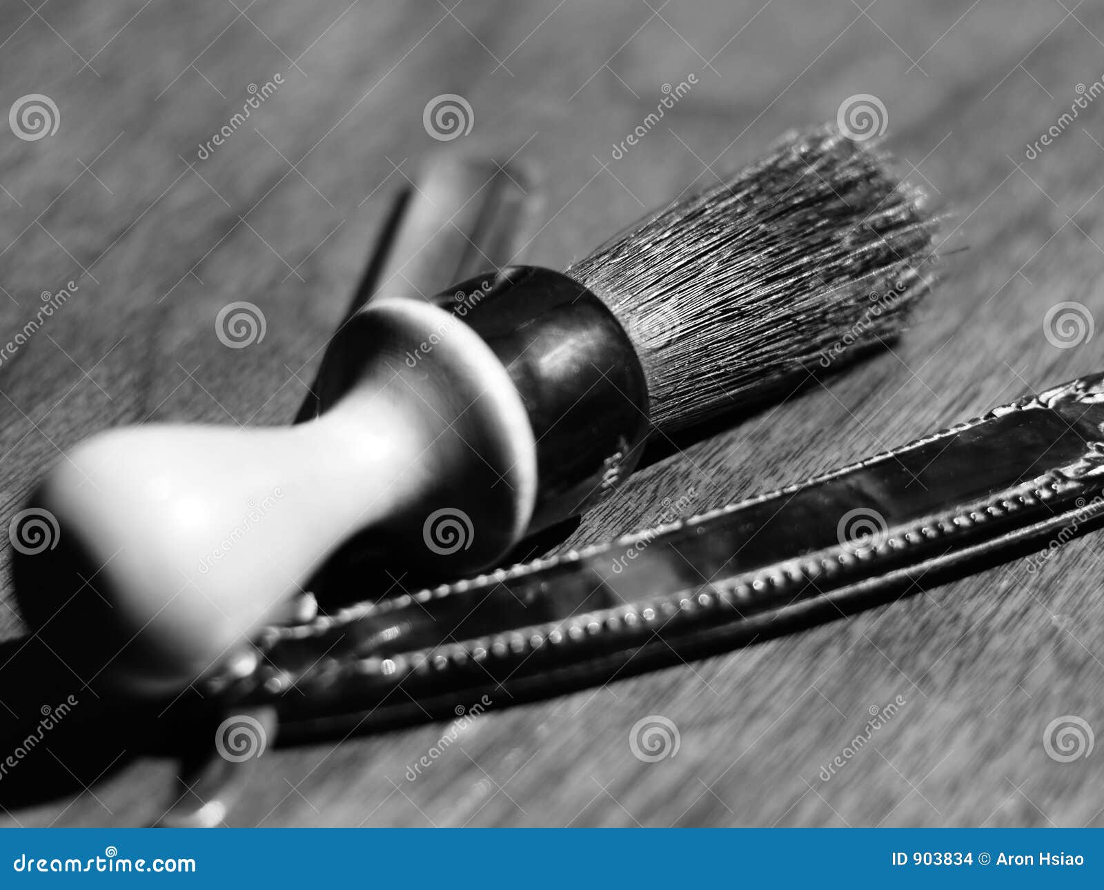Shaving Brush Against The Packaging On A Light Surface Royalty-Free ...