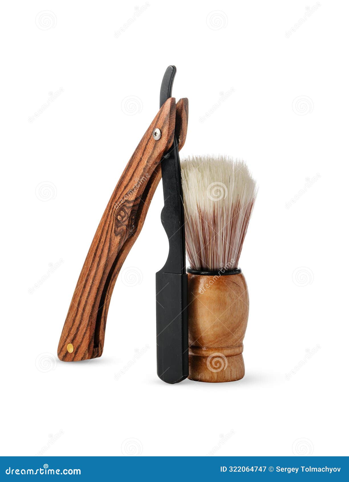 Vintage Shaving Razor and Tools Isolated on White Background Stock ...
