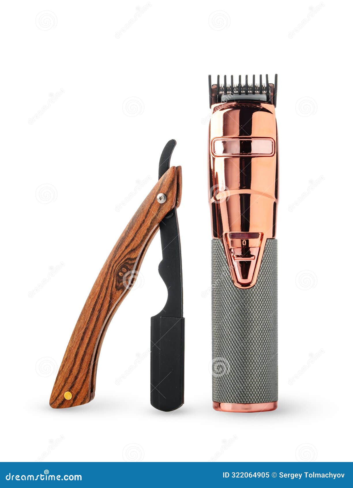 Vintage Shaving Razor and Tools Isolated on White Background Stock ...