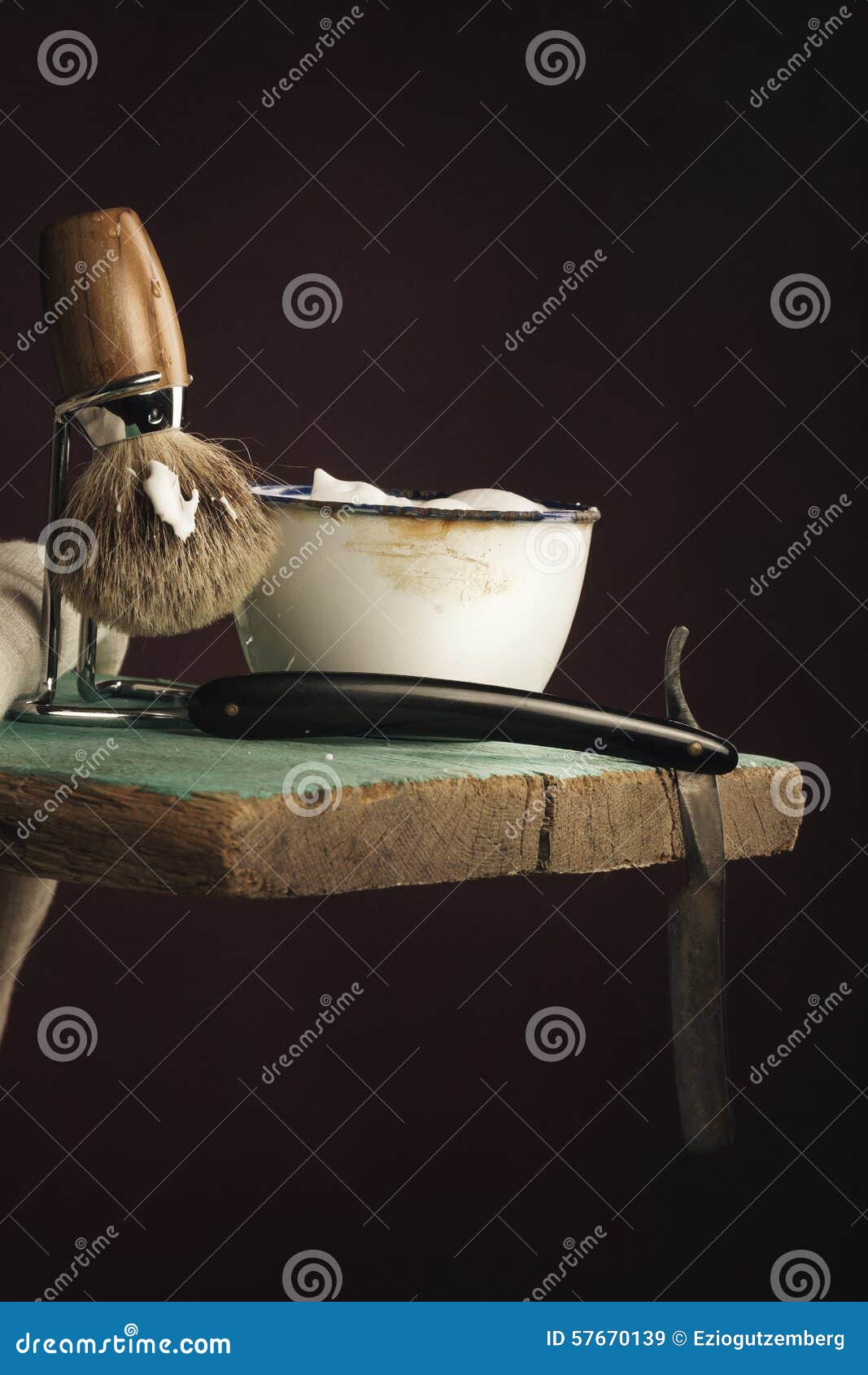 Vintage Shaving Tool on Wooden Table Stock Image - Image of blade, care ...