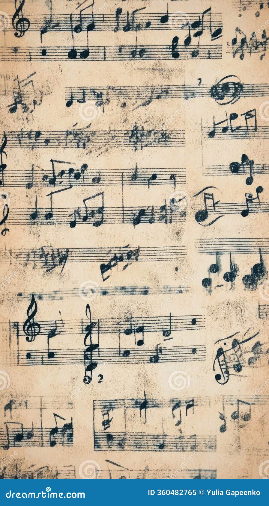 Vintage Sheet Music Background with Intricate Musical Notes and ...