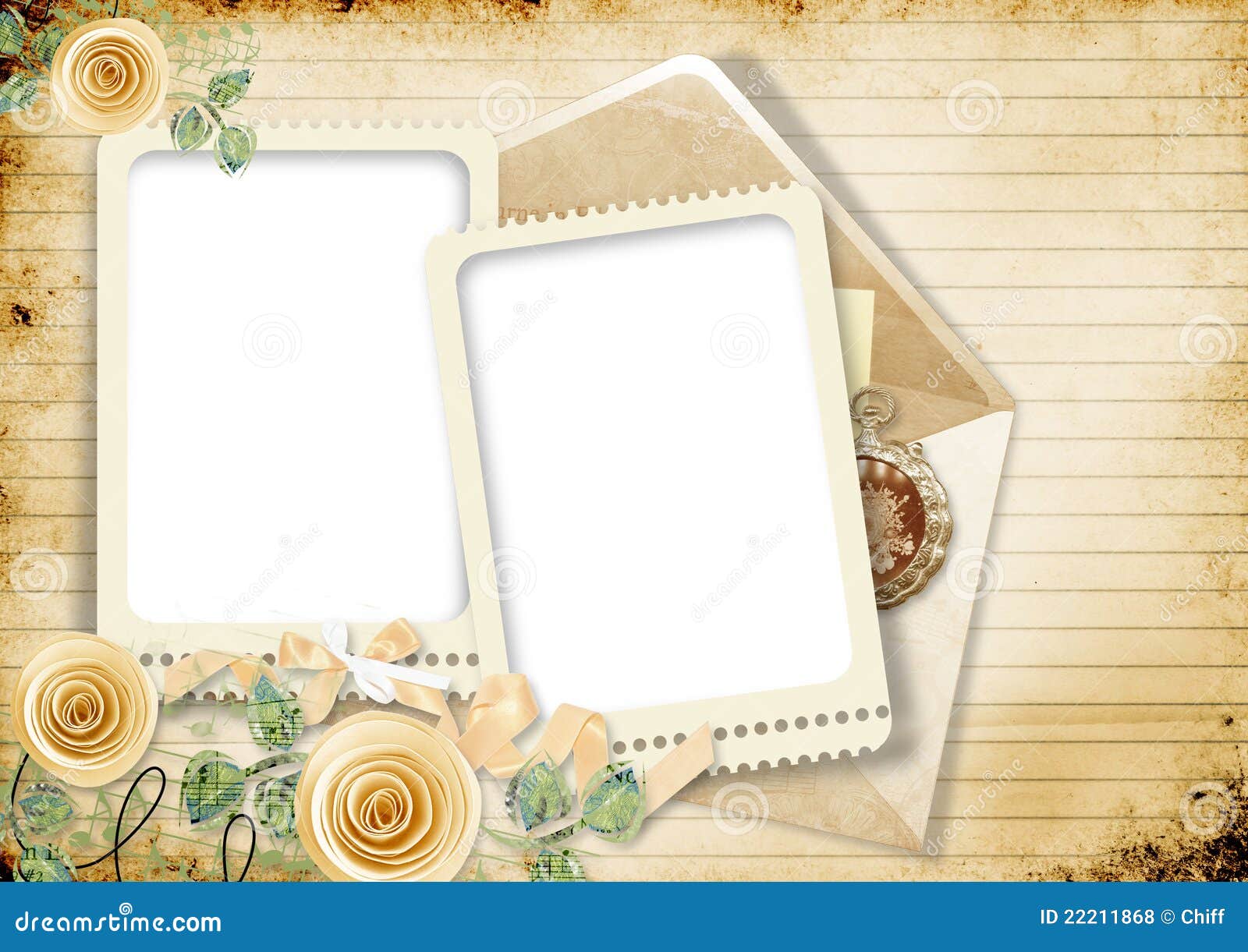 Vintage Sheet Notebook with Roses and Borders Stock Illustration ...