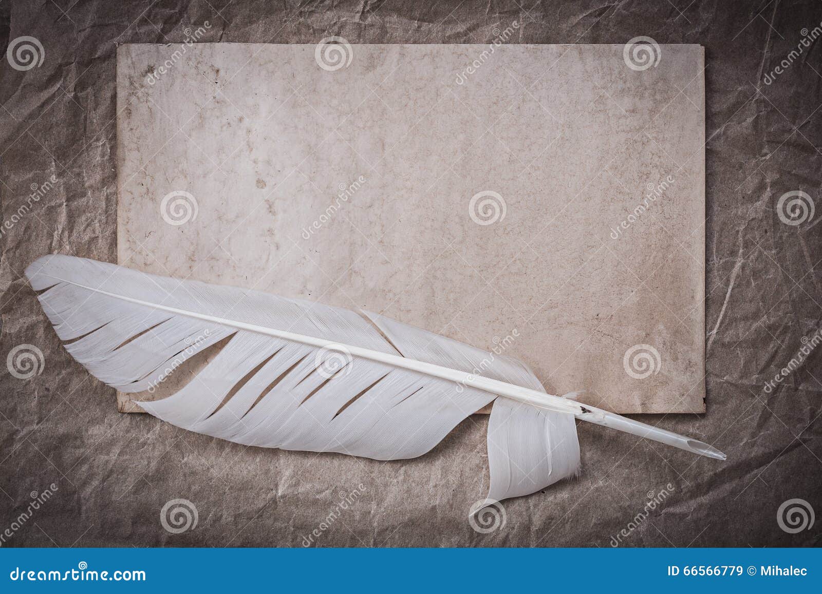 Vintage Sheet Quill on Crumpled Wrapping Paper Stock Image - Image of ...