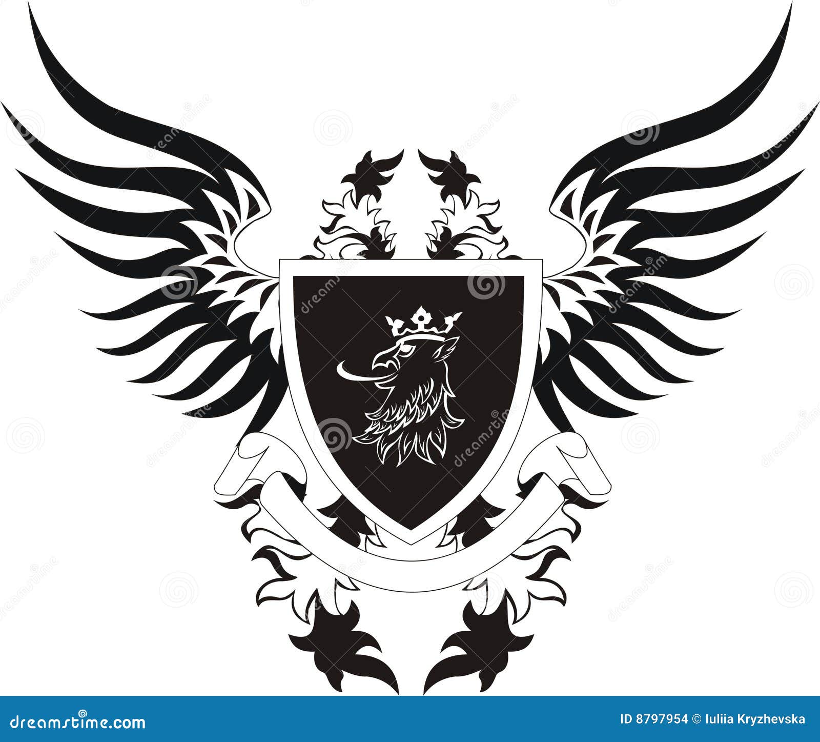 Vintage Shield with Griffon Head Stock Vector - Illustration of emblem ...