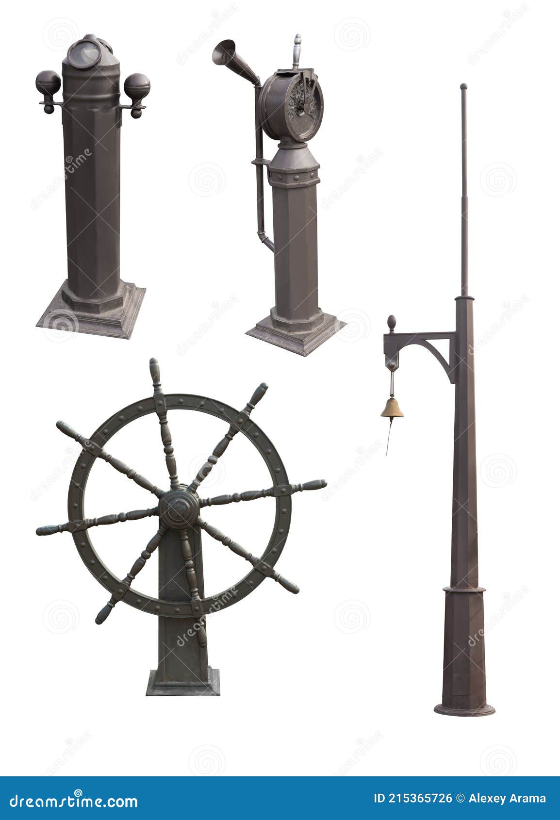 Vintage Ship Instruments, on a White Background in Isolation, Collage ...