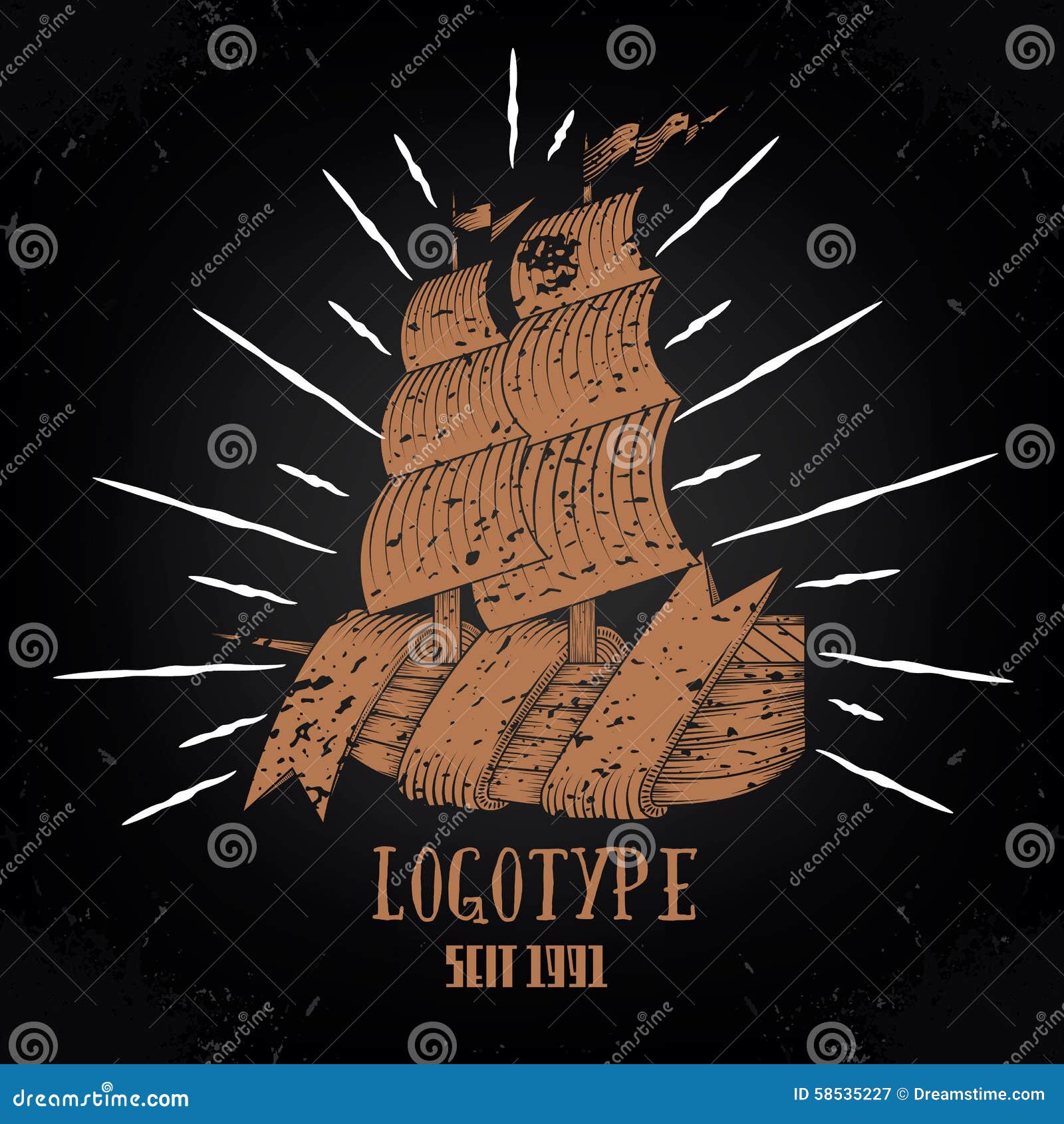 Vintage ship logotype stock illustration. Illustration of design - 58535227