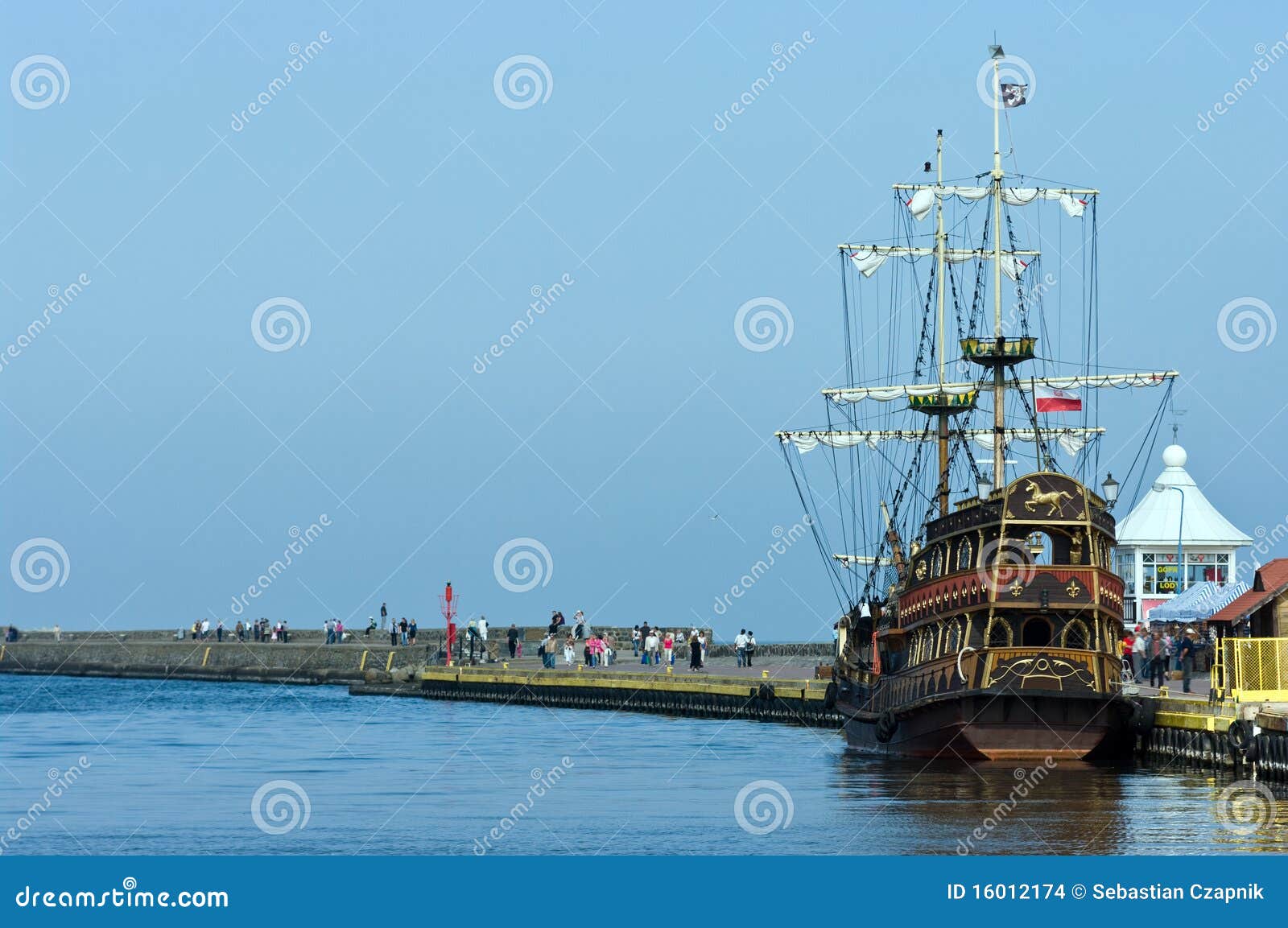 Vintage ship in port stock photo. Image of ustka, wooden - 16012174