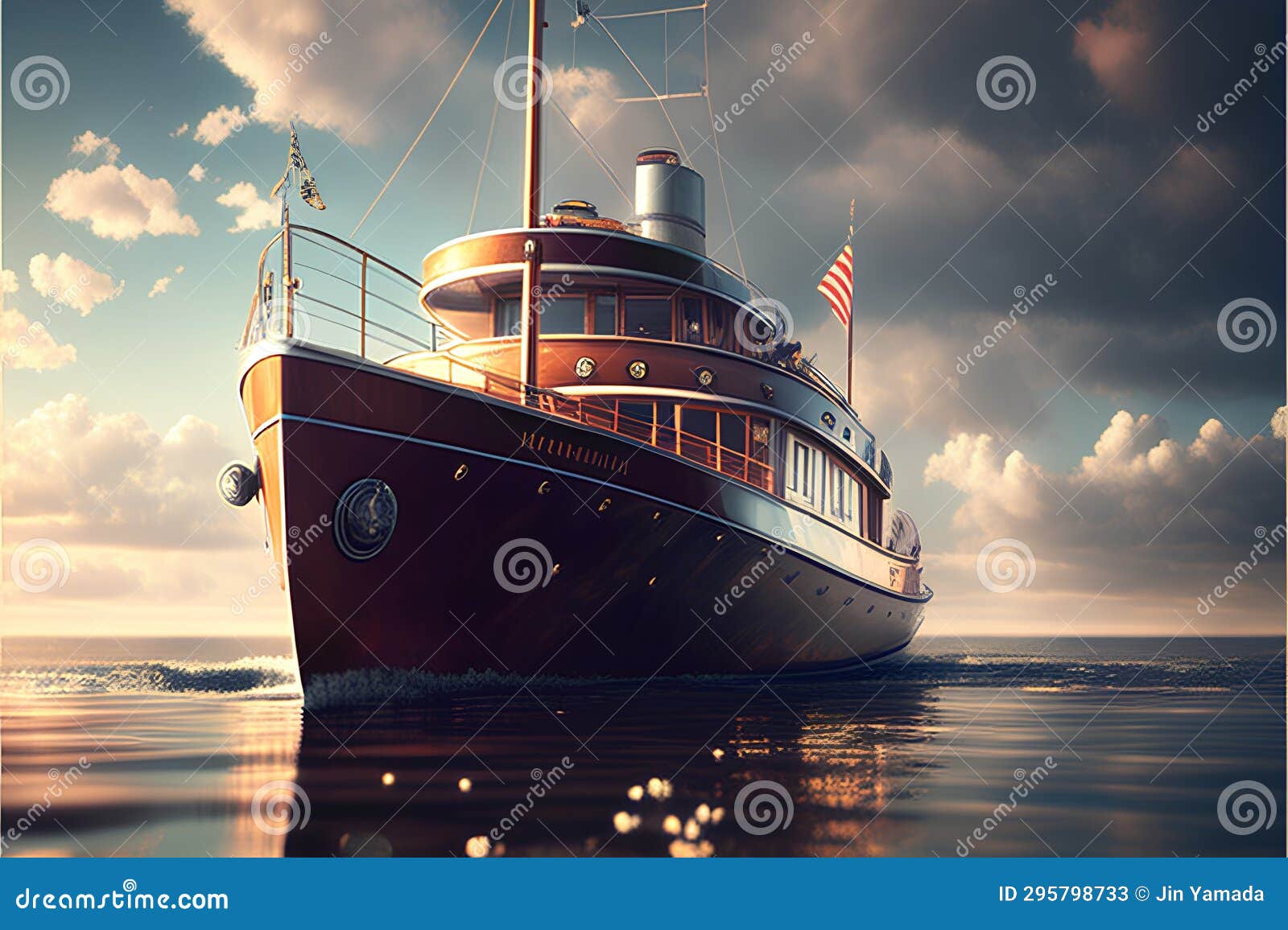 Vintage Ship in the Sea. 3d Render. Vintage Style Stock Illustration ...