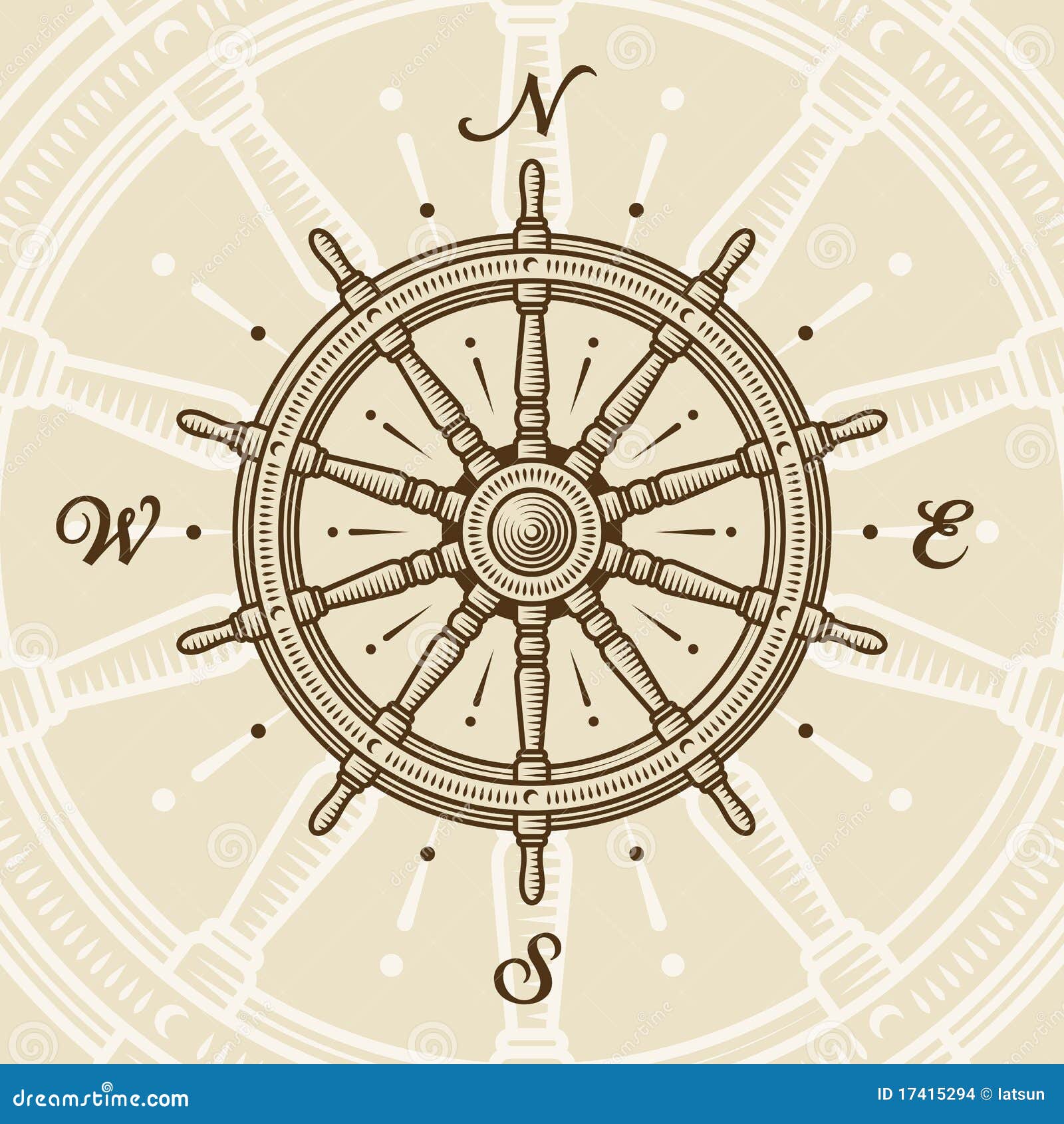 Vintage ship wheel stock vector. Illustration of captain - 17415294