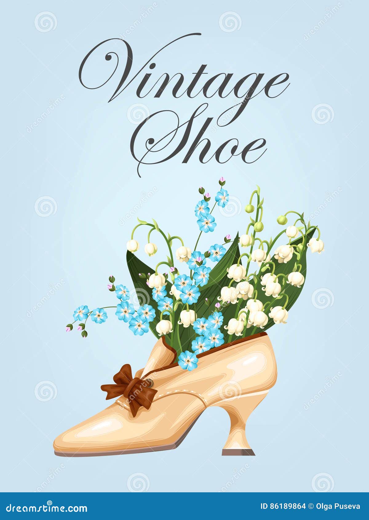 Vintage shoe with flowers stock vector. Illustration of classic - 86189864