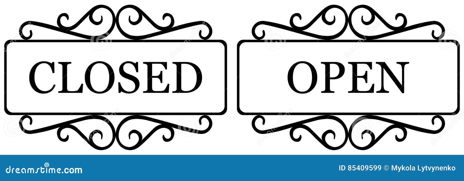 Vintage Sign Open and Closed Old Style Stock Vector - Illustration of ...