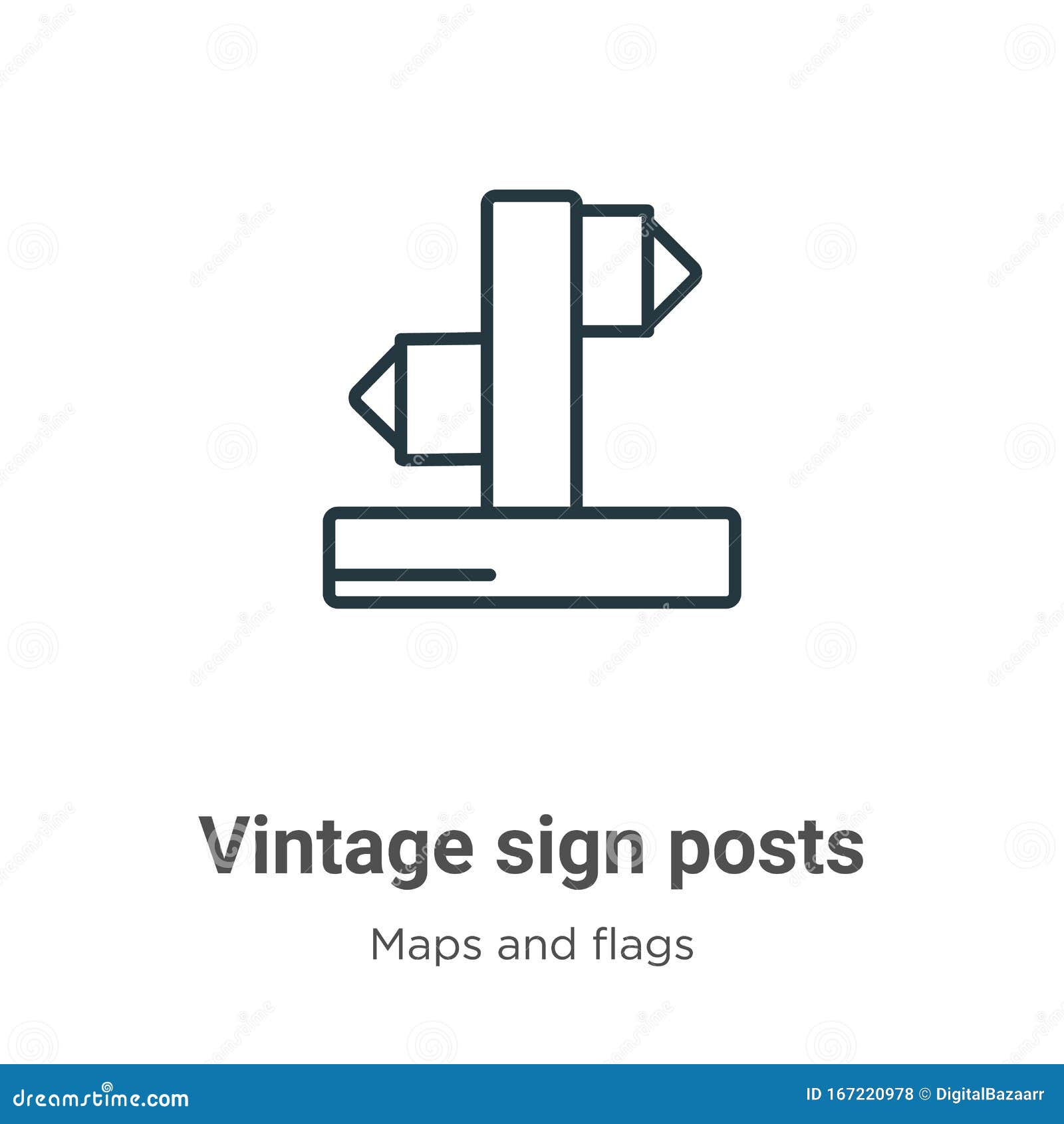 Vintage Sign Posts Outline Vector Icon. Thin Line Black Vintage Sign ...