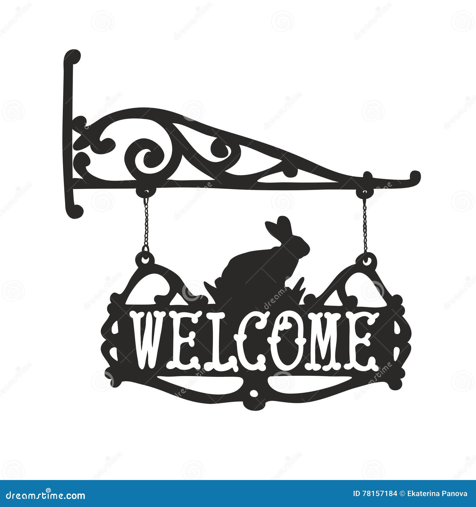 Vintage Sign with Rabbit for Outdoor Advertisement. Stock Vector ...