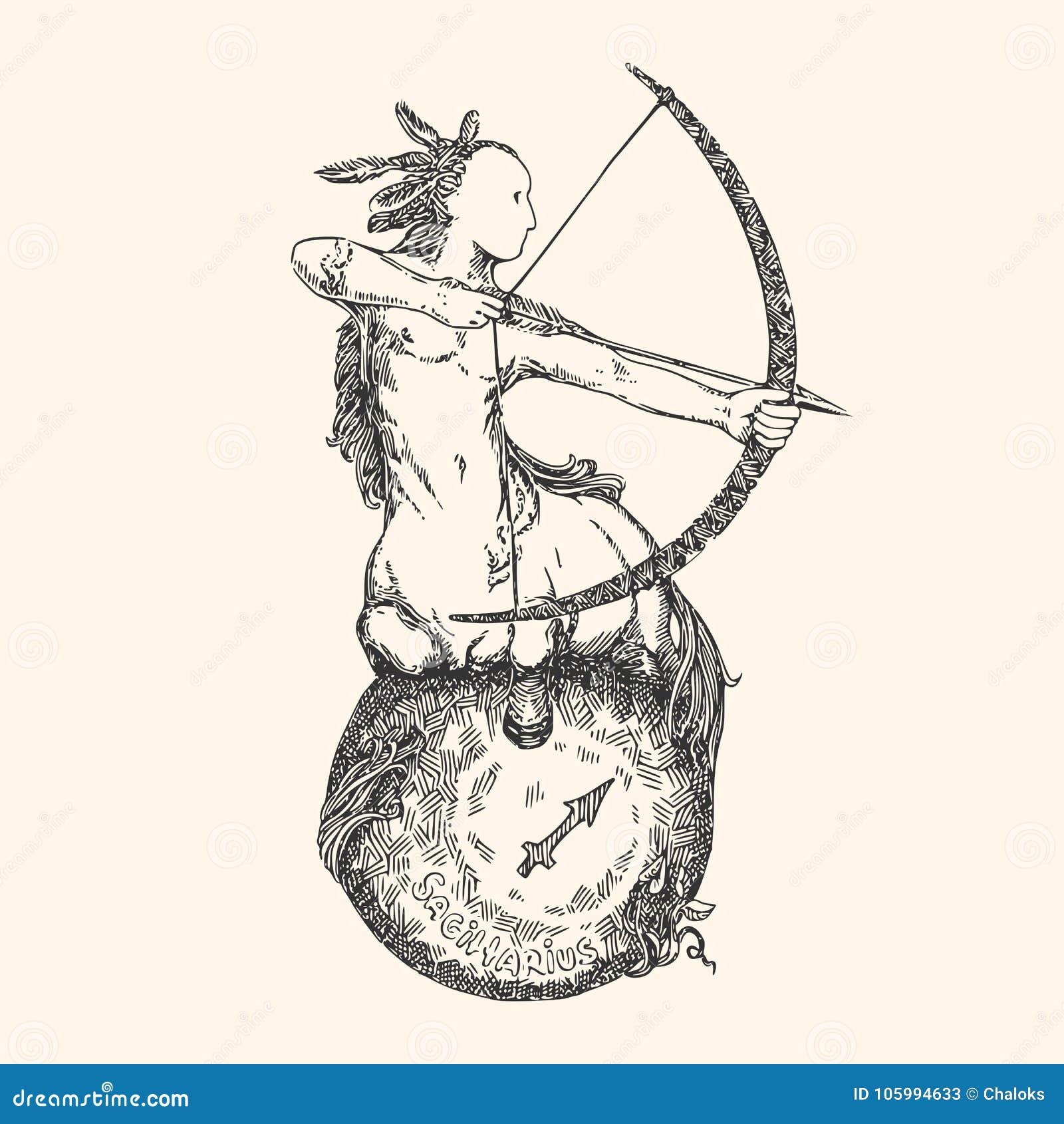 Vintage Sign of Zodiac. Sagittarius. Stock Vector - Illustration of ...