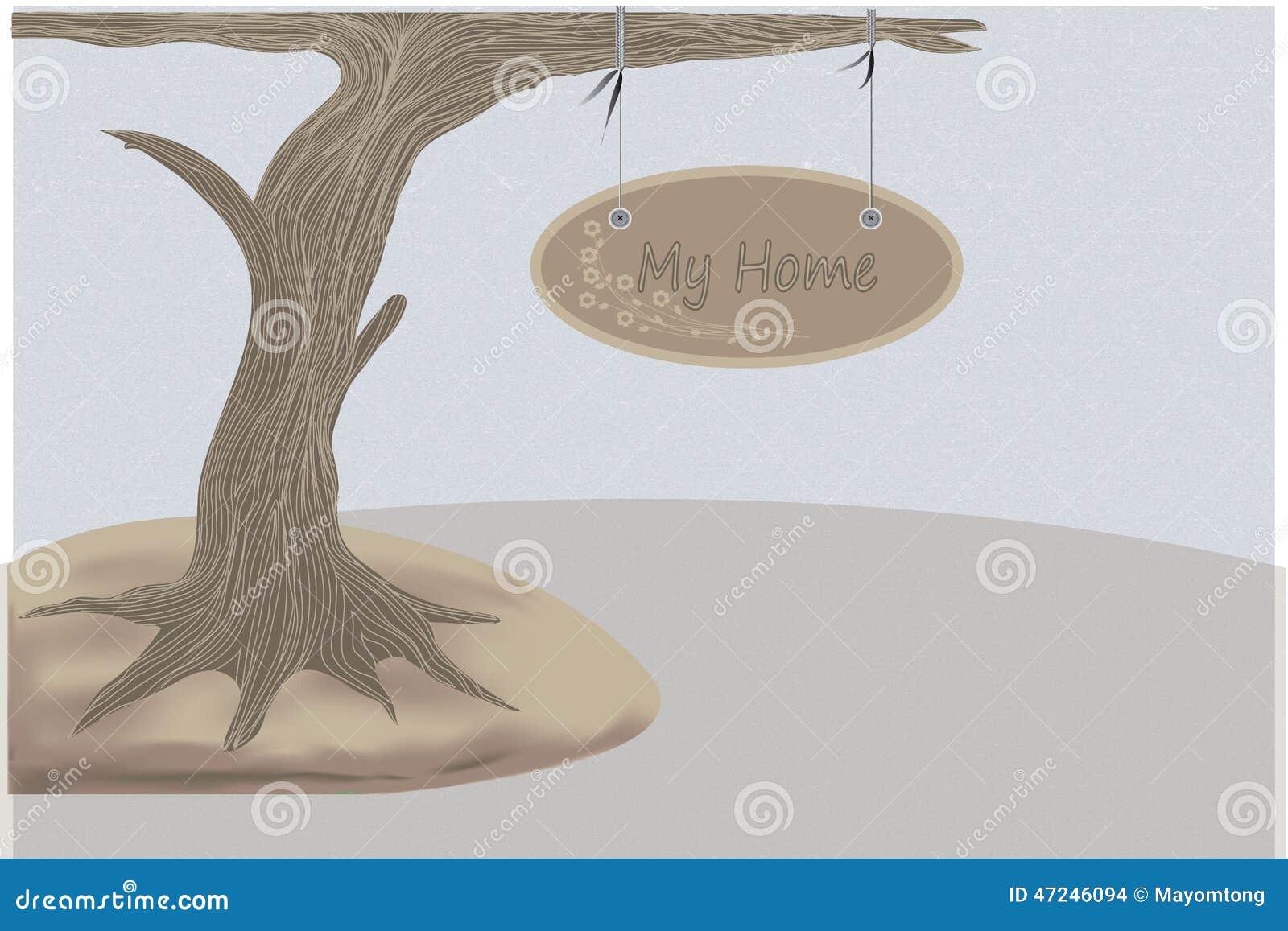 Vintage Signage on the Tree Stock Illustration - Illustration of ...