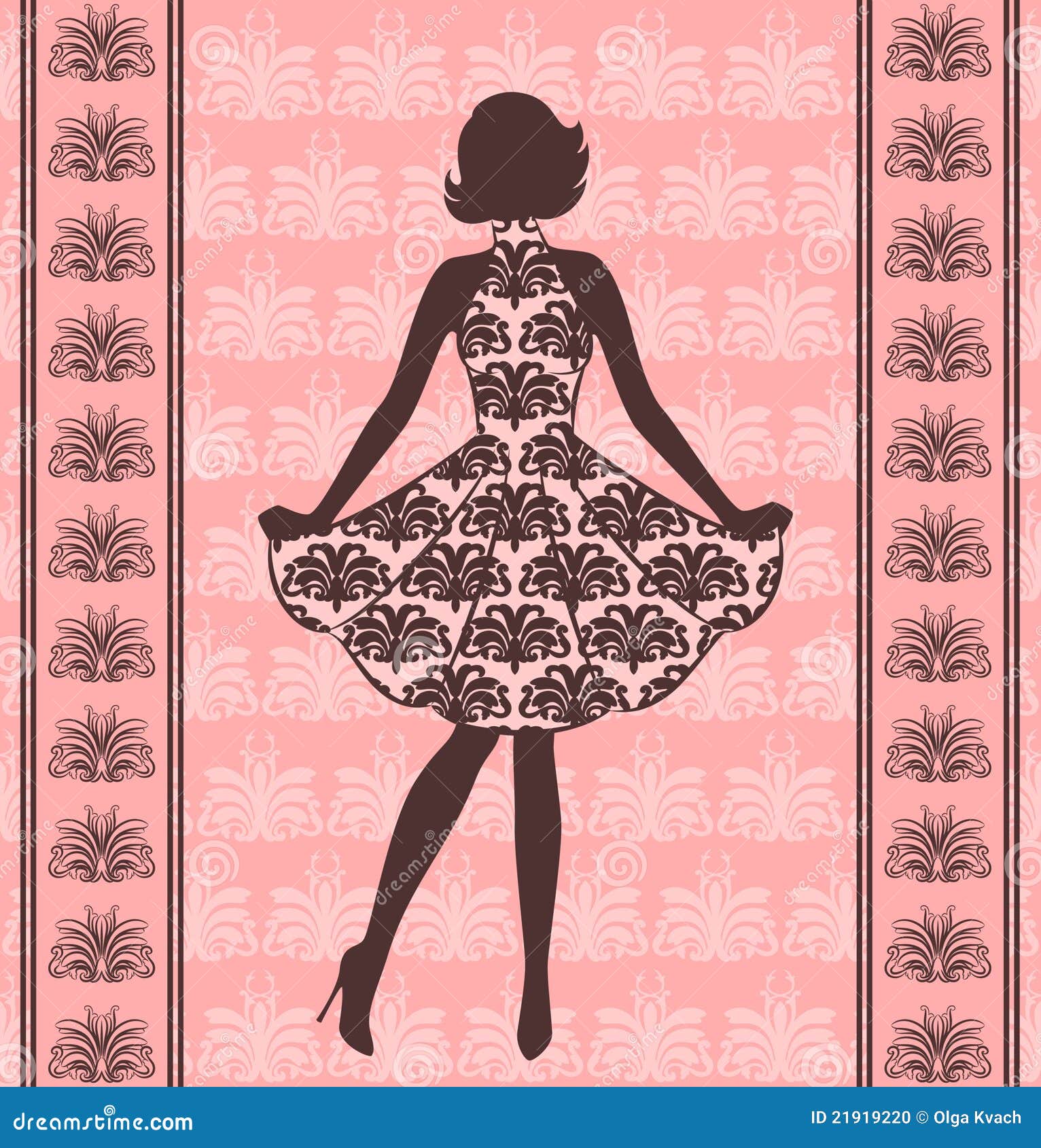 Vintage Silhouette of Girl . Stock Vector - Illustration of stylish ...