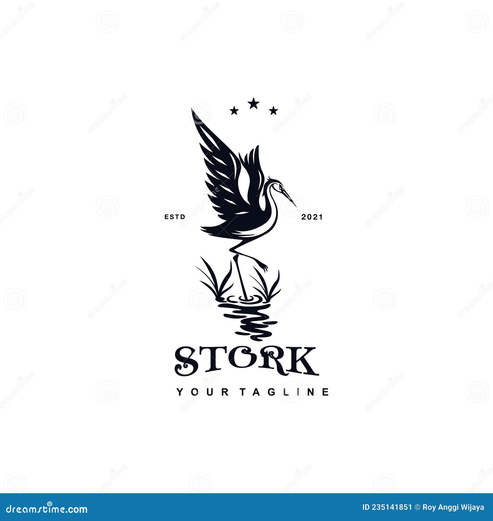 Vintage Silhouette Stork Logo Vector Design Template Inspiration Idea ...