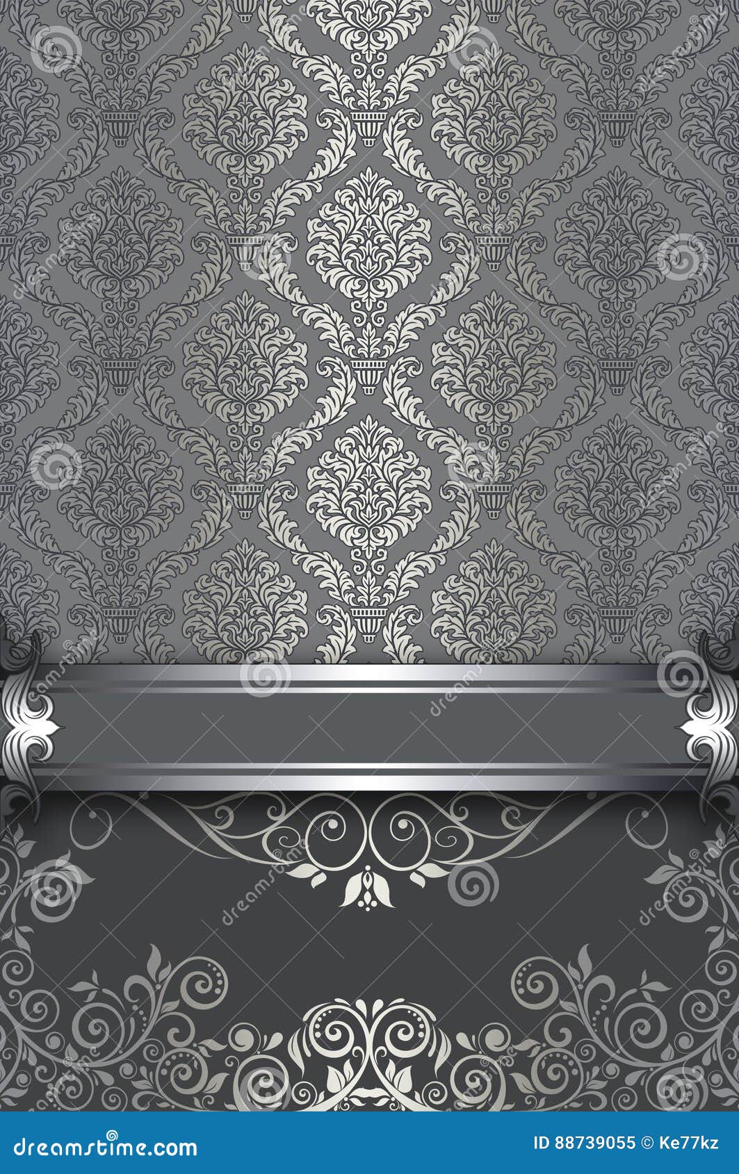 Vintage Silver Background with Elegant Patterns. Stock Illustration ...