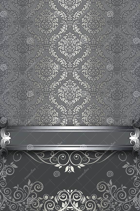 Vintage Silver Background with Elegant Patterns. Stock Illustration ...