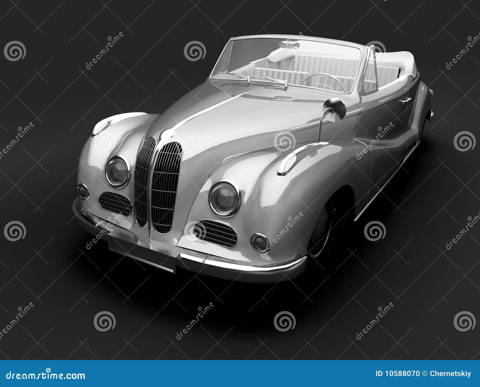 Vintage Silver Car on Dark Background Stock Illustration - Illustration ...