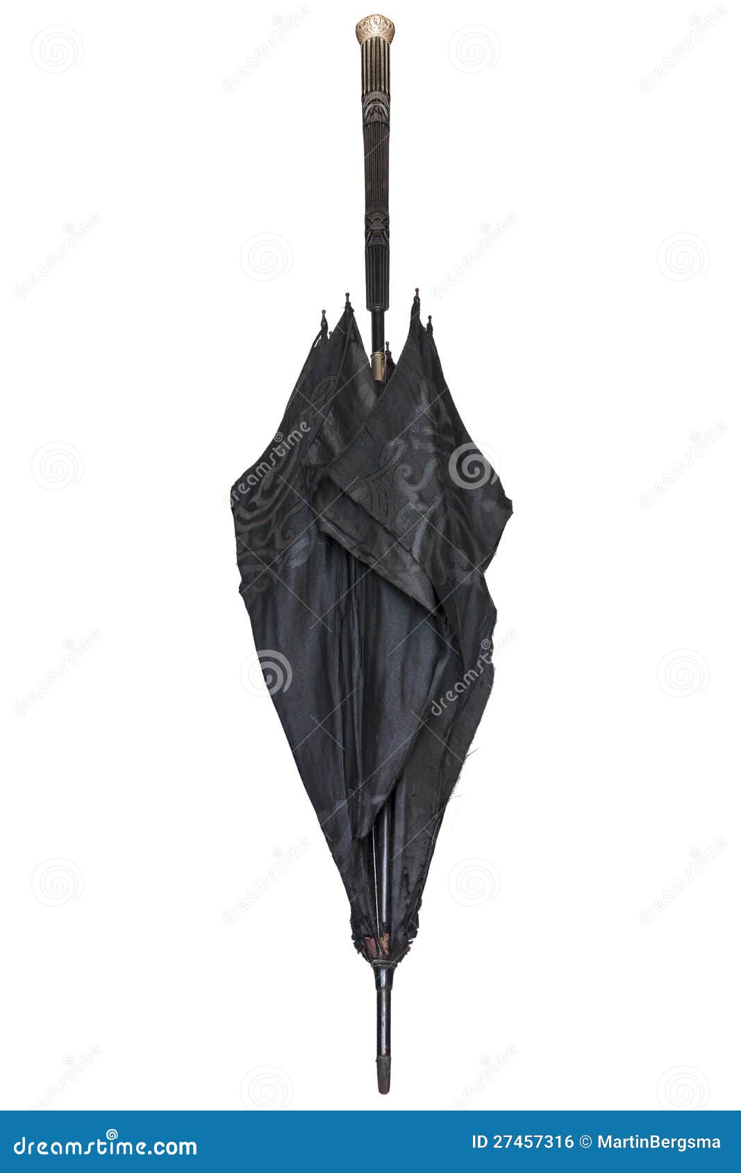 Vintage Silver Decorated Closed Black Umbrella Stock Photo - Image of ...