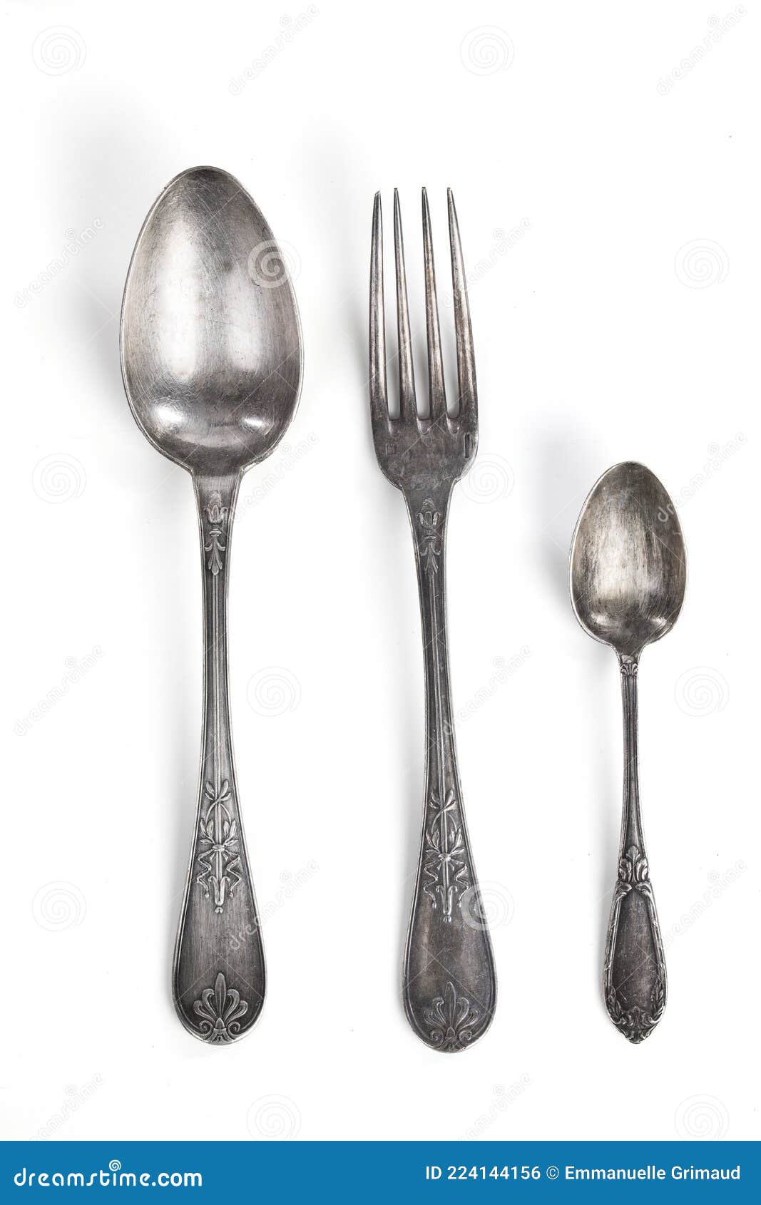 Vintage Silver Fork and Spoons Stock Photo - Image of cutlery, fork ...