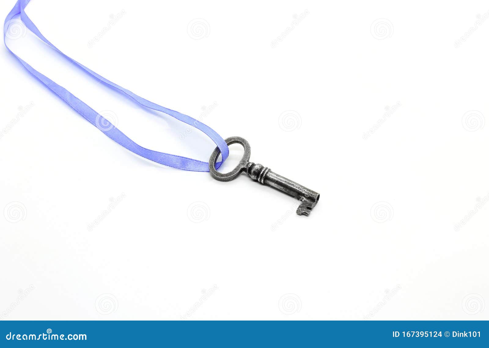 Vintage Silver Key on Blue Ribbon on White Background Stock Photo ...