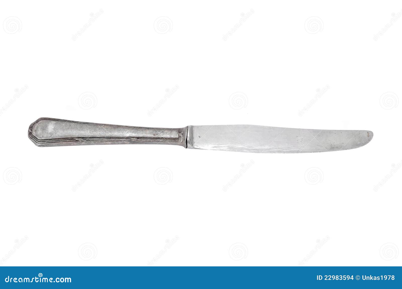Vintage Silver Kitchen Knife Stock Photo - Image of carving, isolated ...