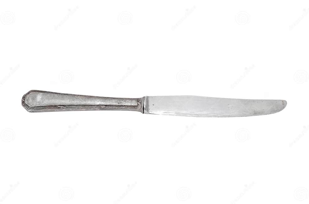Vintage Silver Kitchen Knife Stock Photo - Image of carving, isolated ...