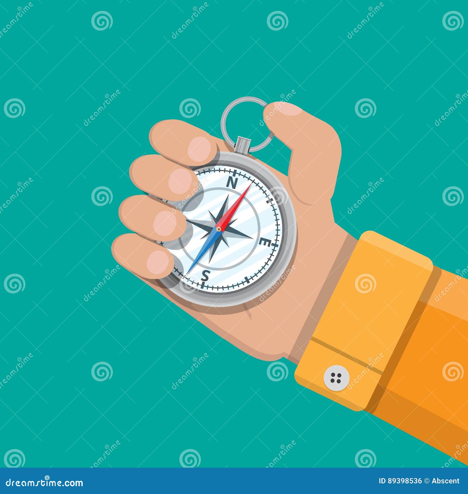 Vintage Silver Metal Compass in Hand Stock Vector - Illustration of ...