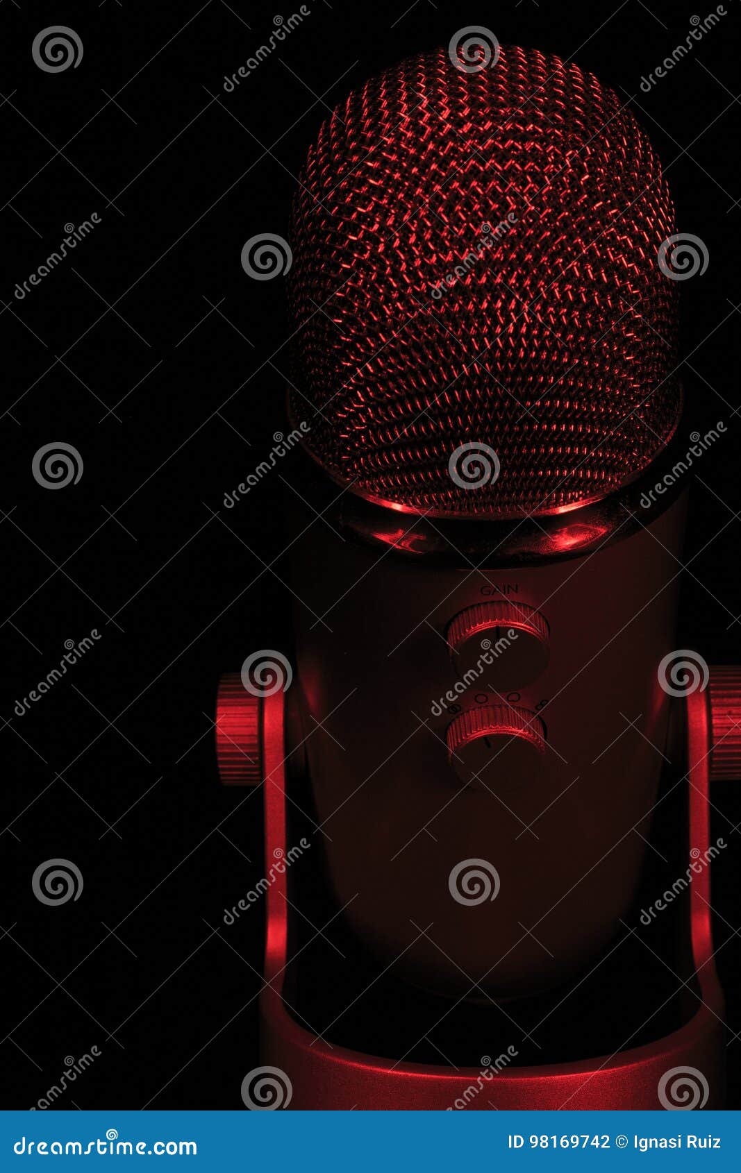 Vintage Silver MIc with Red Color Stock Photo - Image of design, light ...