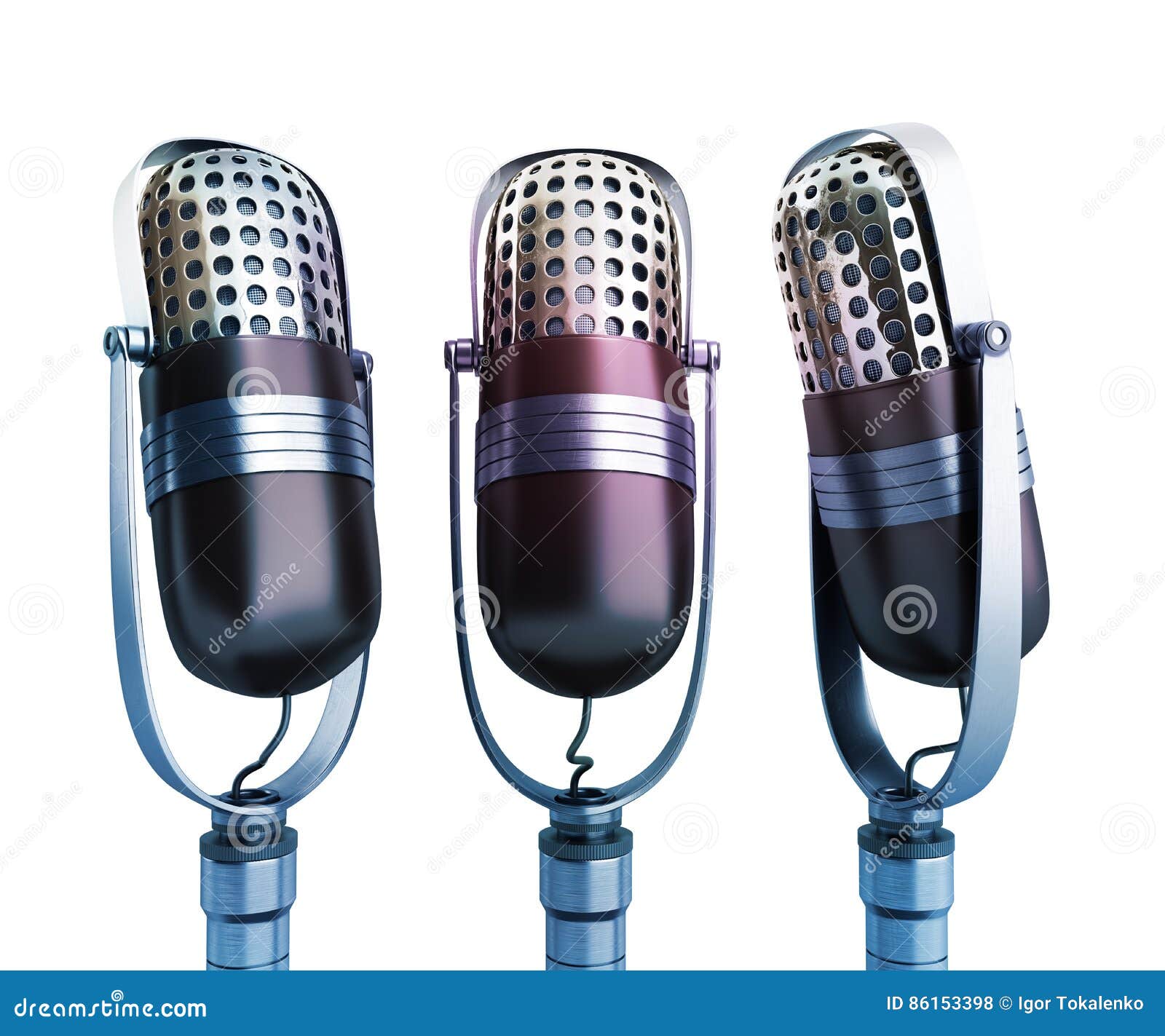 Vintage Silver Microphone Close Up Karaoke Colors 3d Render Stock ...