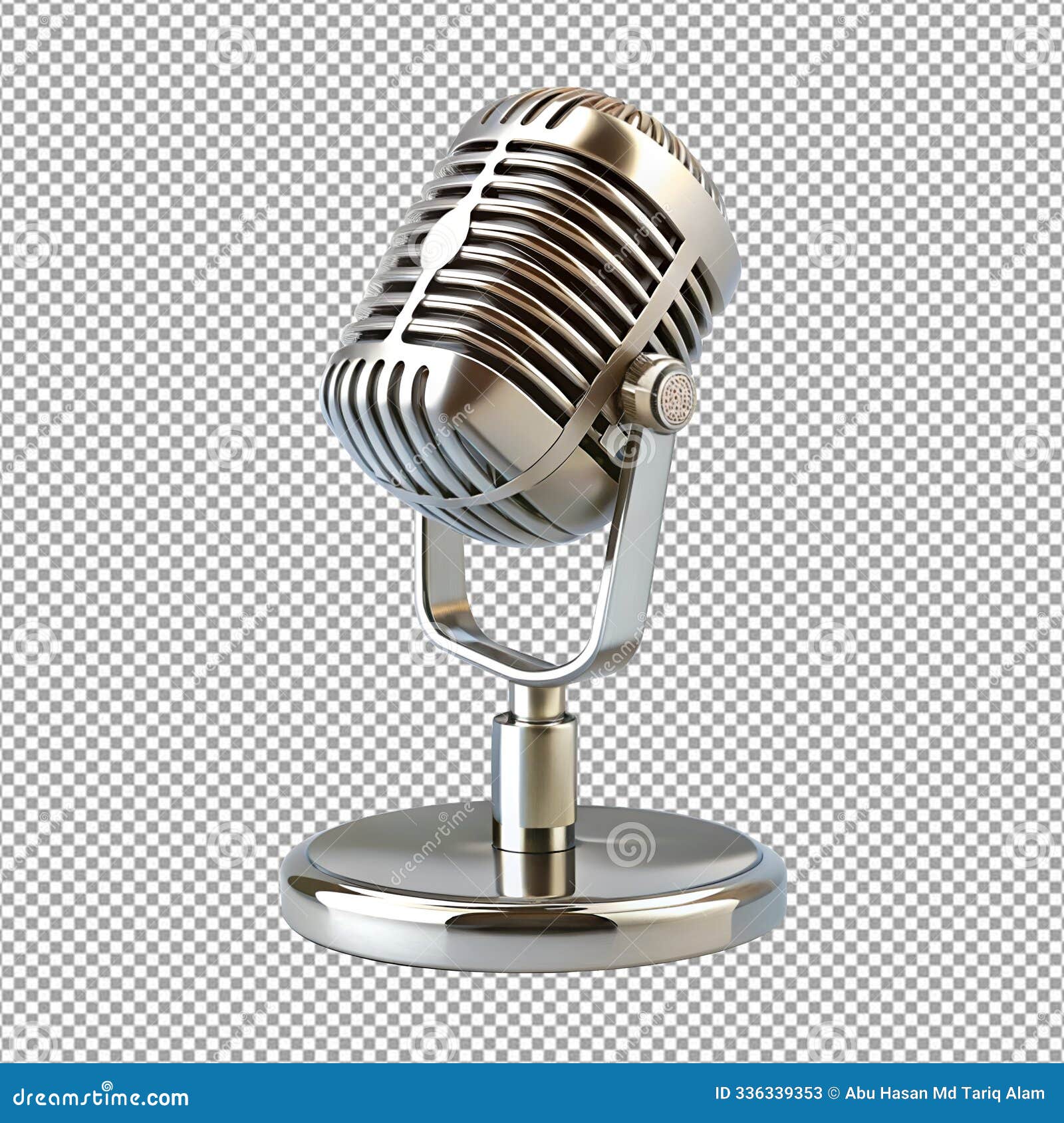A Vintage Silver Microphone on Stand Stock Illustration - Illustration ...