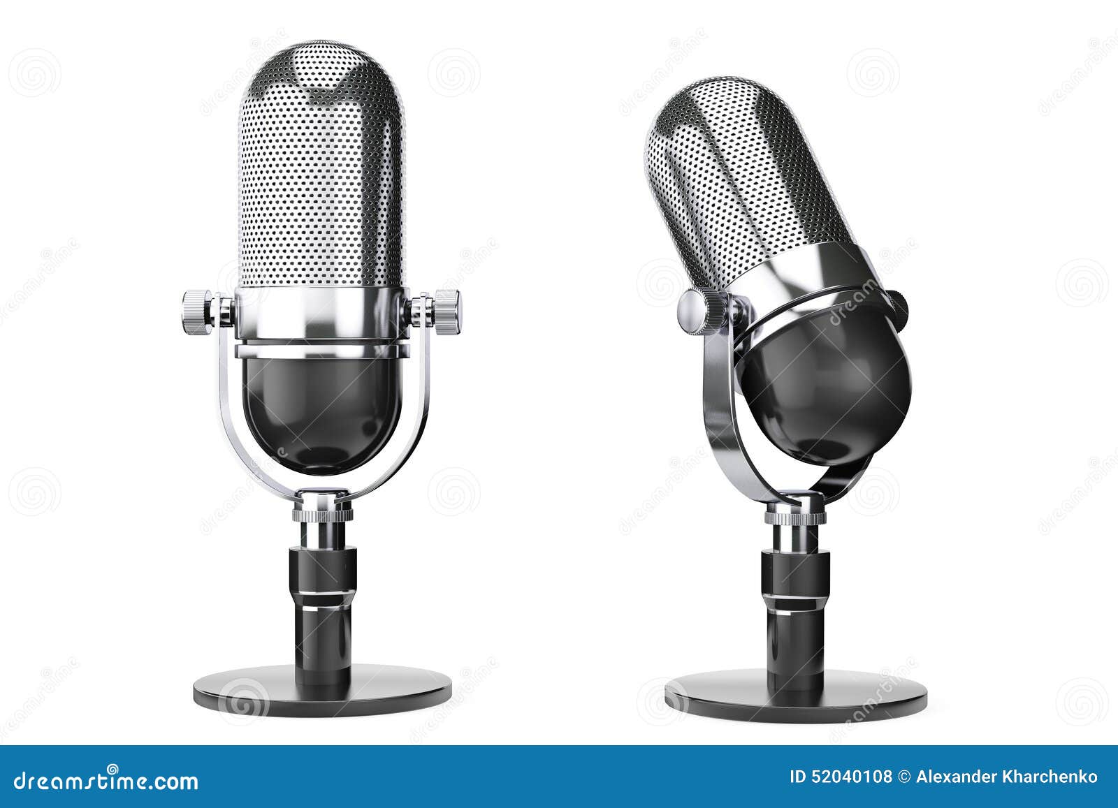Vintage silver microphone stock photo. Image of broadcasting - 52040108