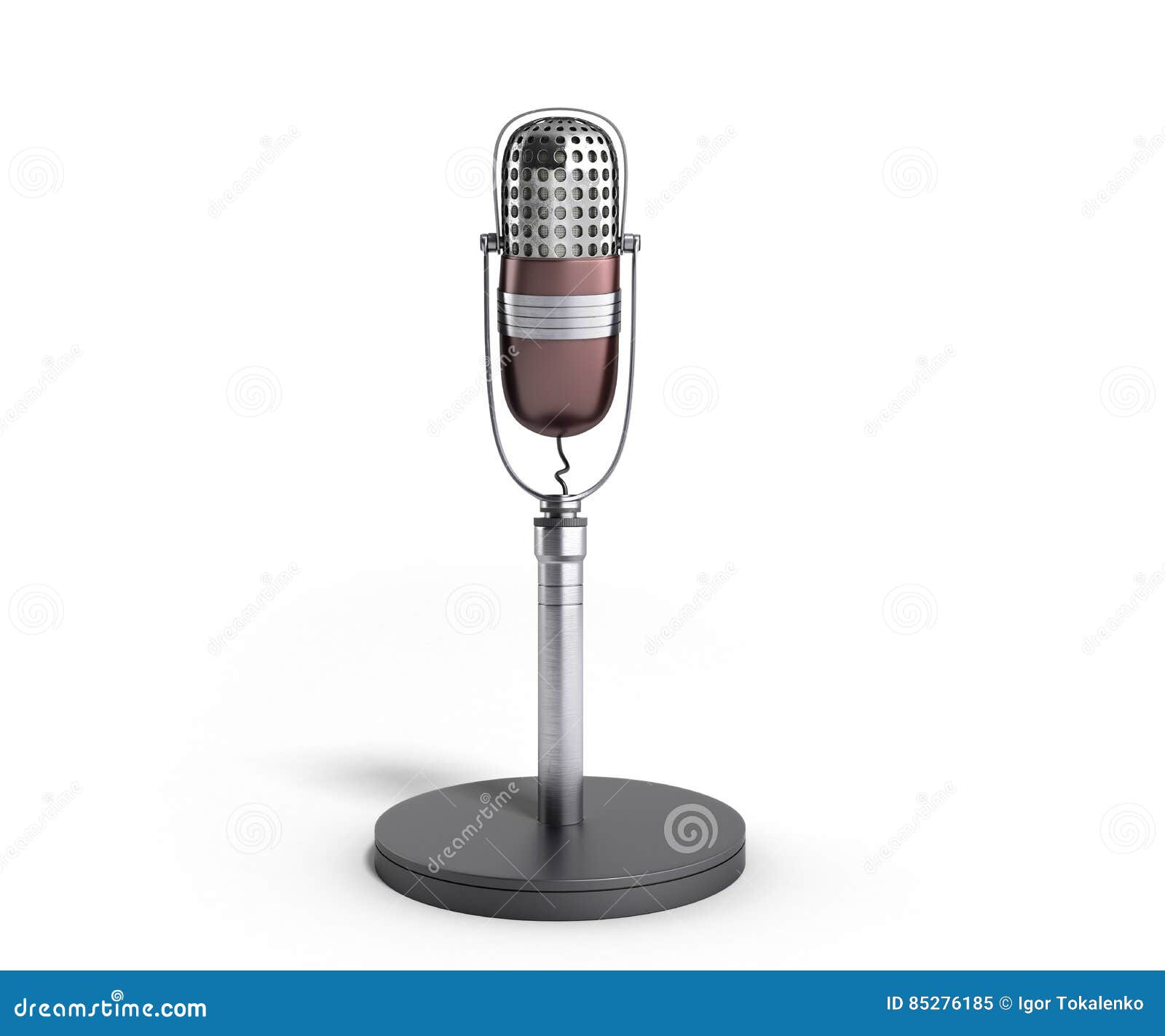Vintage Silver Microphone on White Background 3d Render Stock ...