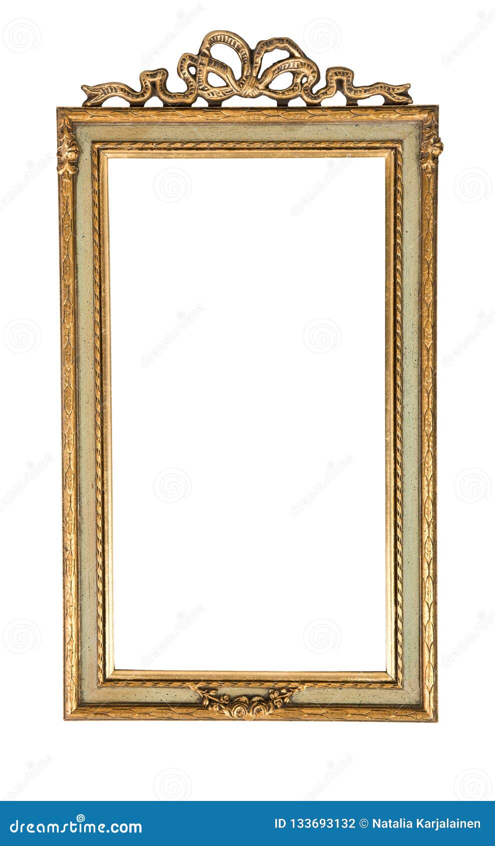 Vintage Silver Rectangular Frame with an Ornament Isolated on White ...