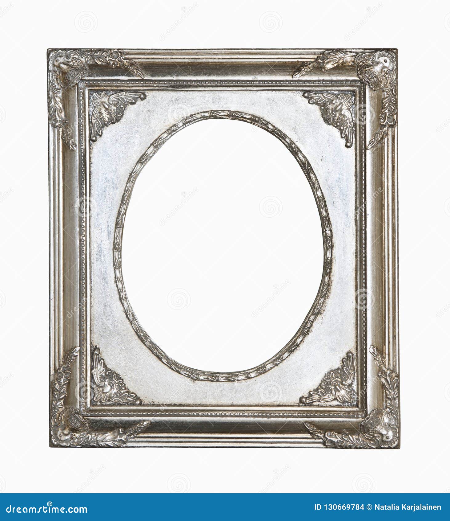Vintage Silver Rectangular Frame with an Ornament Isolated on White ...