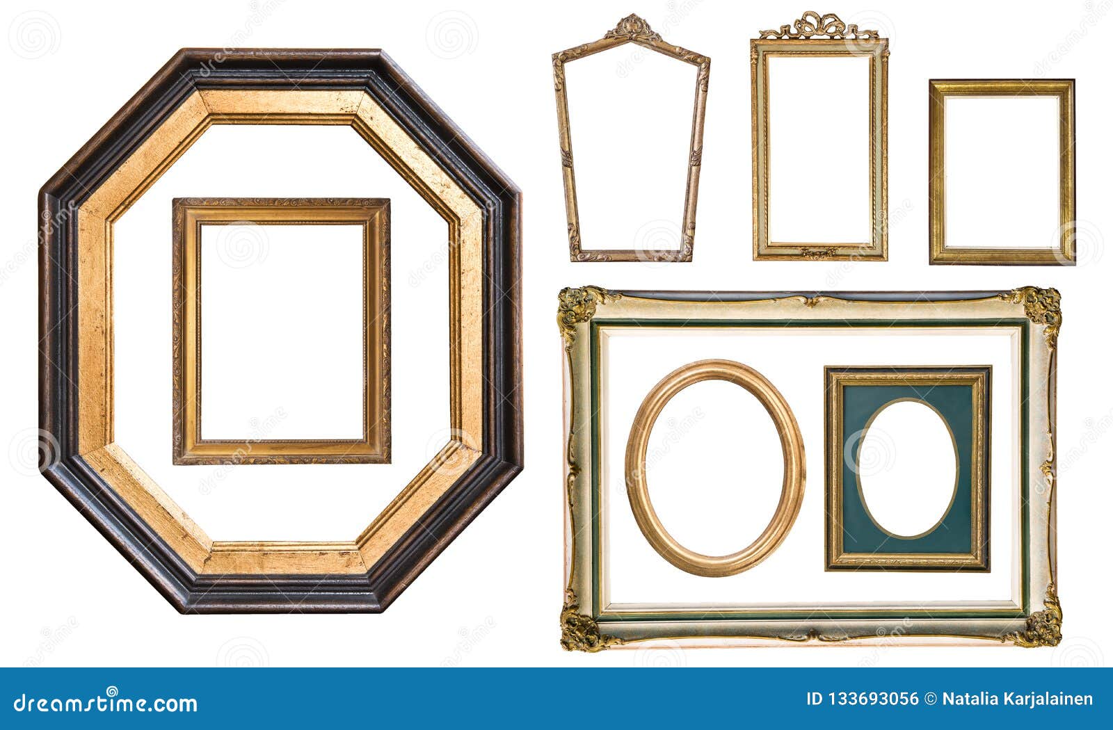 Vintage Silver Rectangular Frames with an Ornament Isolated on White ...