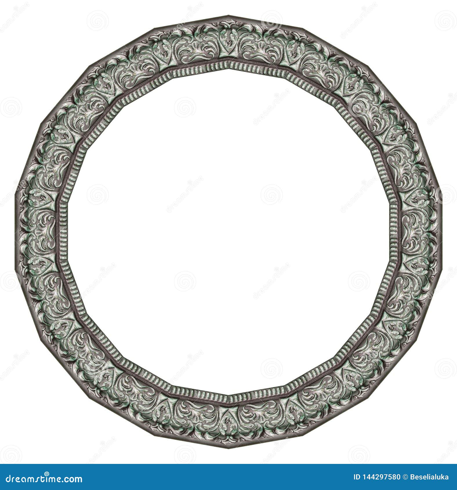 Vintage silver round frame stock photo. Image of isolated - 144297580