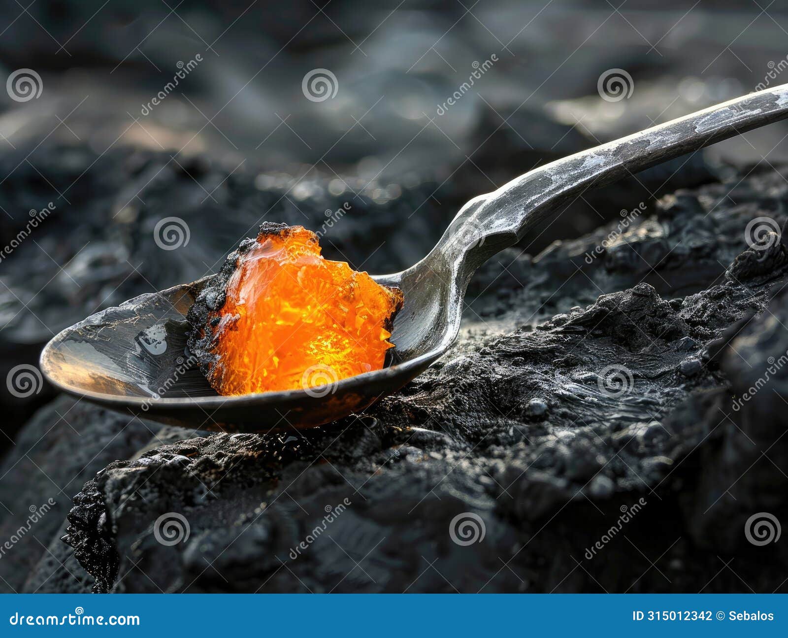 Vintage Silver Spoon with Hot Lava in it Stock Illustration ...