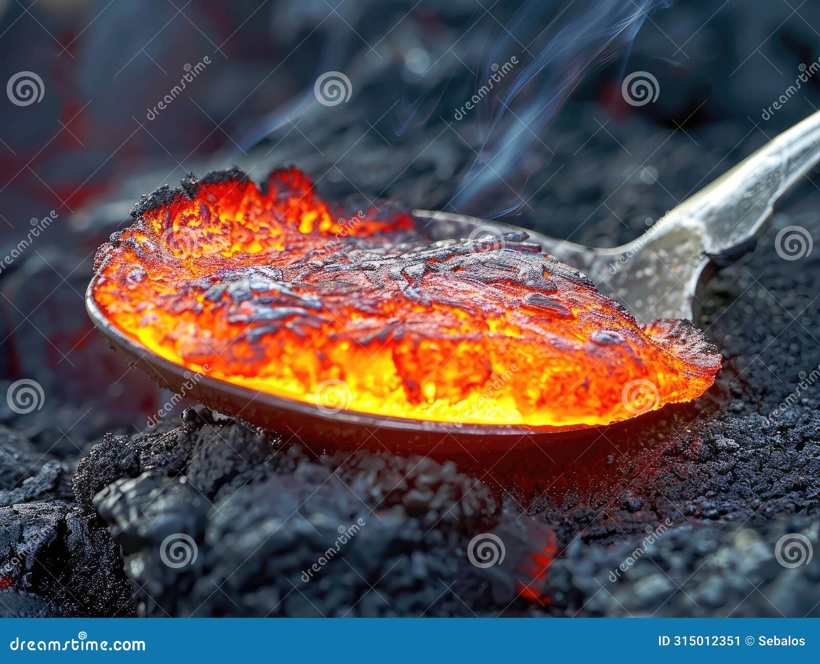 Vintage Silver Spoon with Hot Lava in it Stock Illustration ...