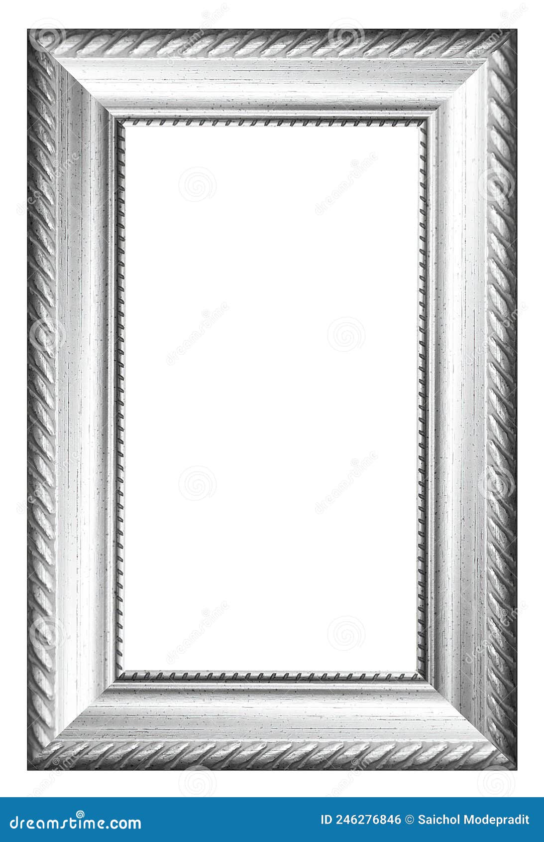 Vintage Silver and Wood Picture Frame, Isolated on White Stock Photo ...