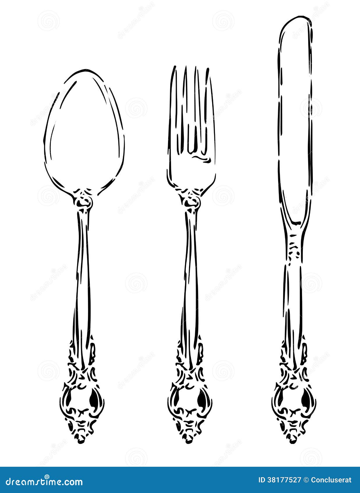 Vintage Silverware stock vector. Illustration of antique - 38177527