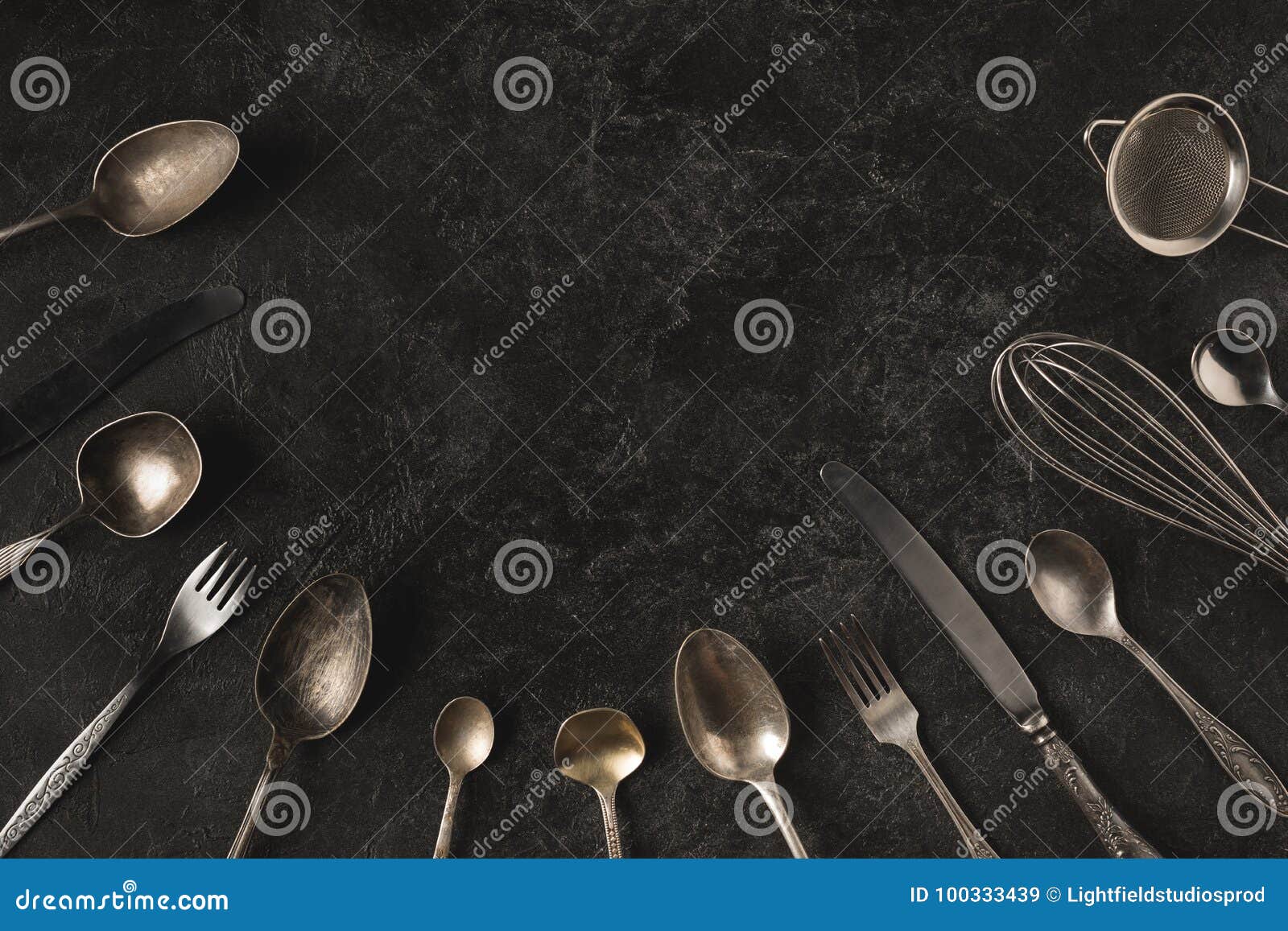 Vintage Silverware and Baking Utensils Stock Image - Image of cookery ...
