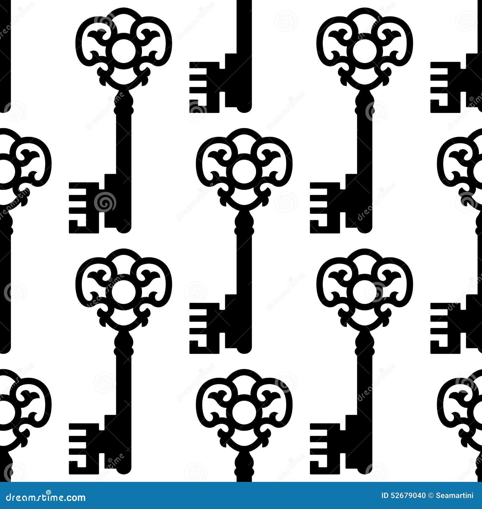 Vintage Skeleton Keys Seamless Pattern Stock Vector - Illustration of ...