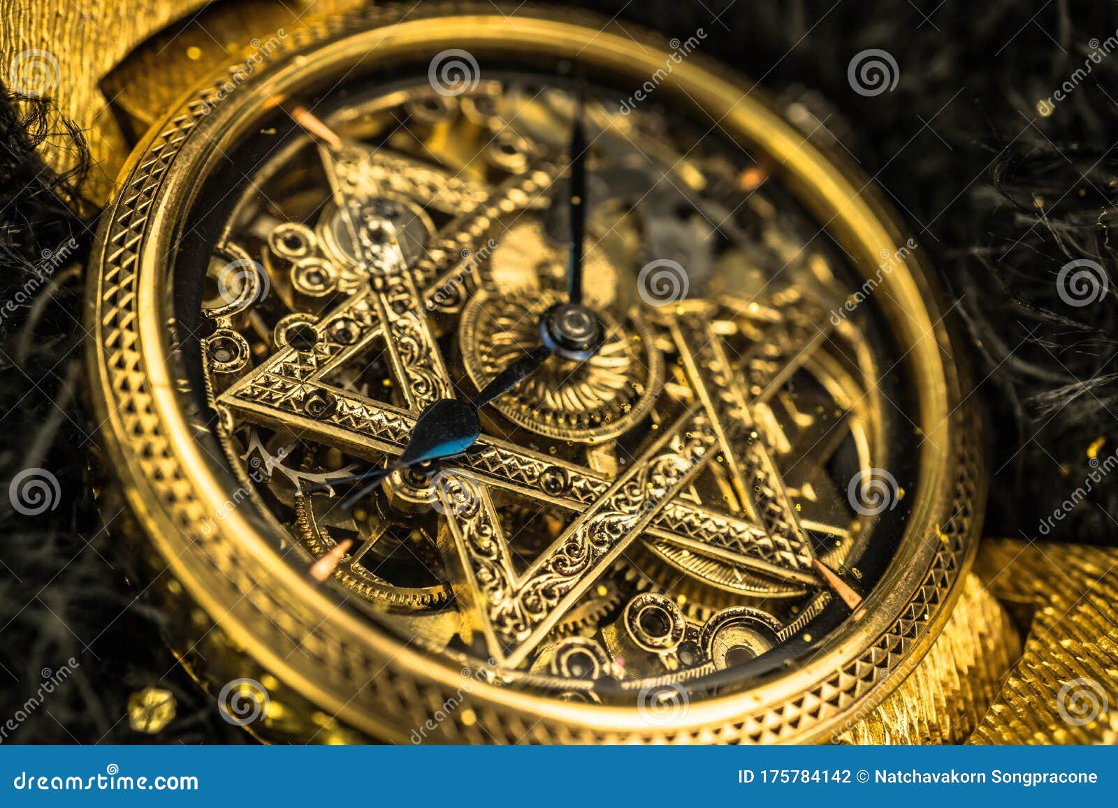 Vintage Skeleton Watch with Star of David on Wood Background Editorial ...