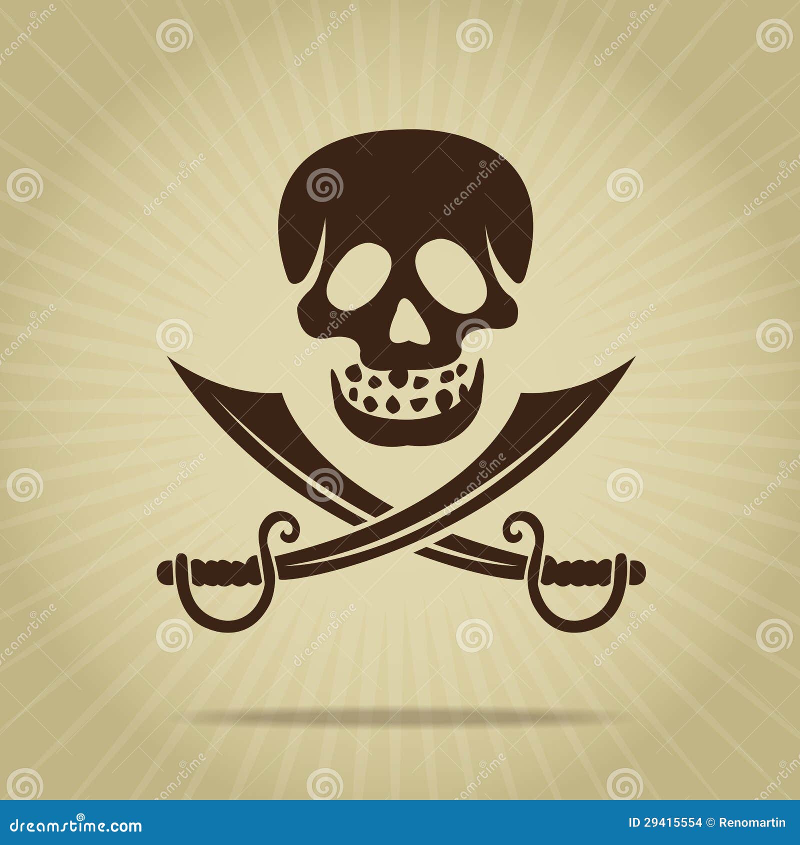 Vintage Skull with Crossed Swords Silhouette Stock Vector ...