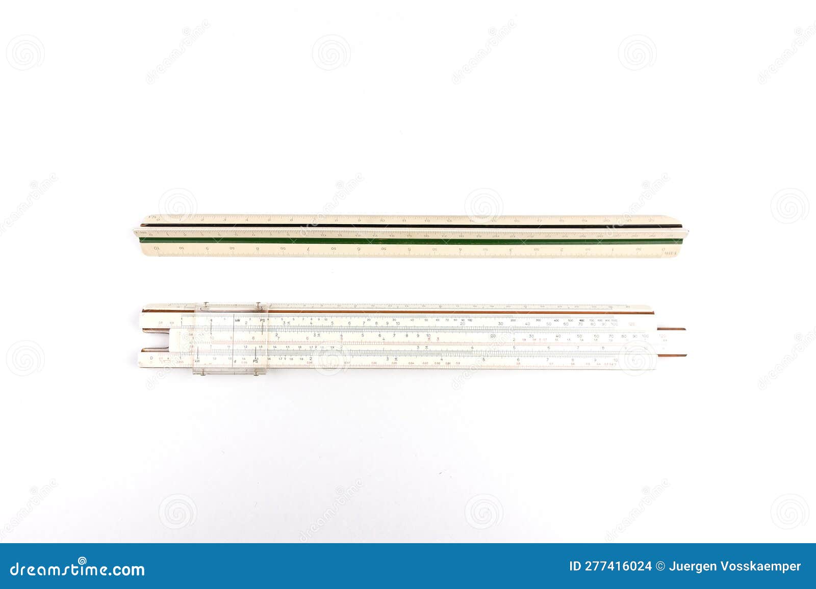 Vintage Slide Rule Calculating and Measuring Instrument. Stock Photo ...