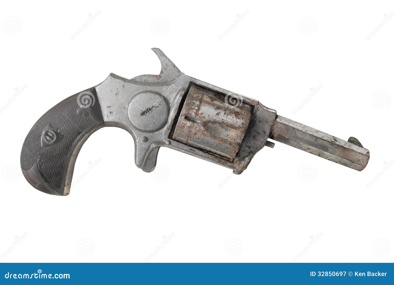 Vintage Small Revolver Gun Isolated. Stock Image - Image of revolvers ...