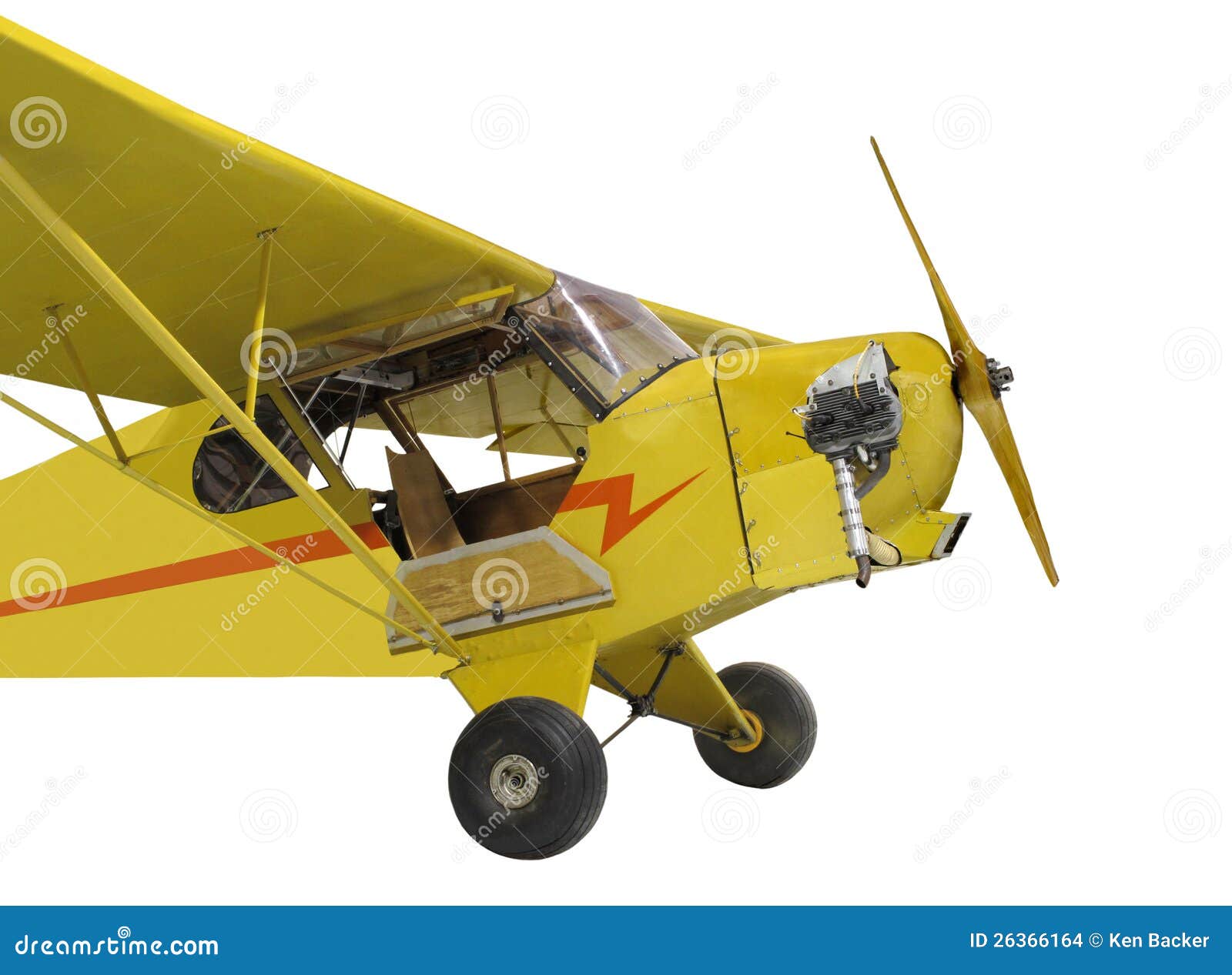 Vintage Small Single Engine Yellow Airplane Isolat Stock Photo - Image ...